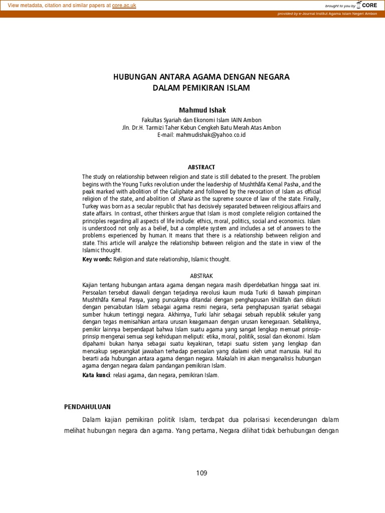 Hubungan Agama dan Negara dalam Islam | PDF | Politik | Ilmu Sosial