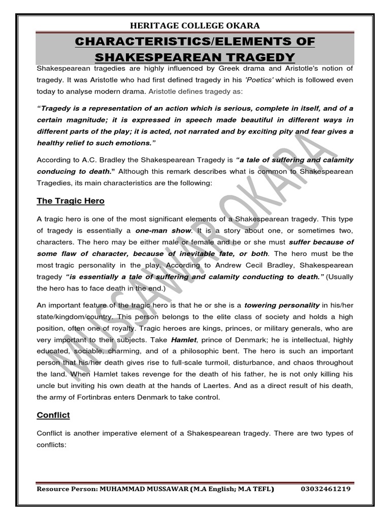 Characteristics of Shakespearean Tragedy | PDF | Tragedy | Hamlet