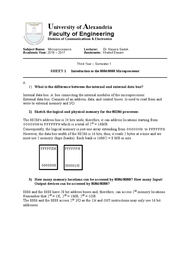 Sheet 1 Solution | PDF | Central Processing Unit | Computing