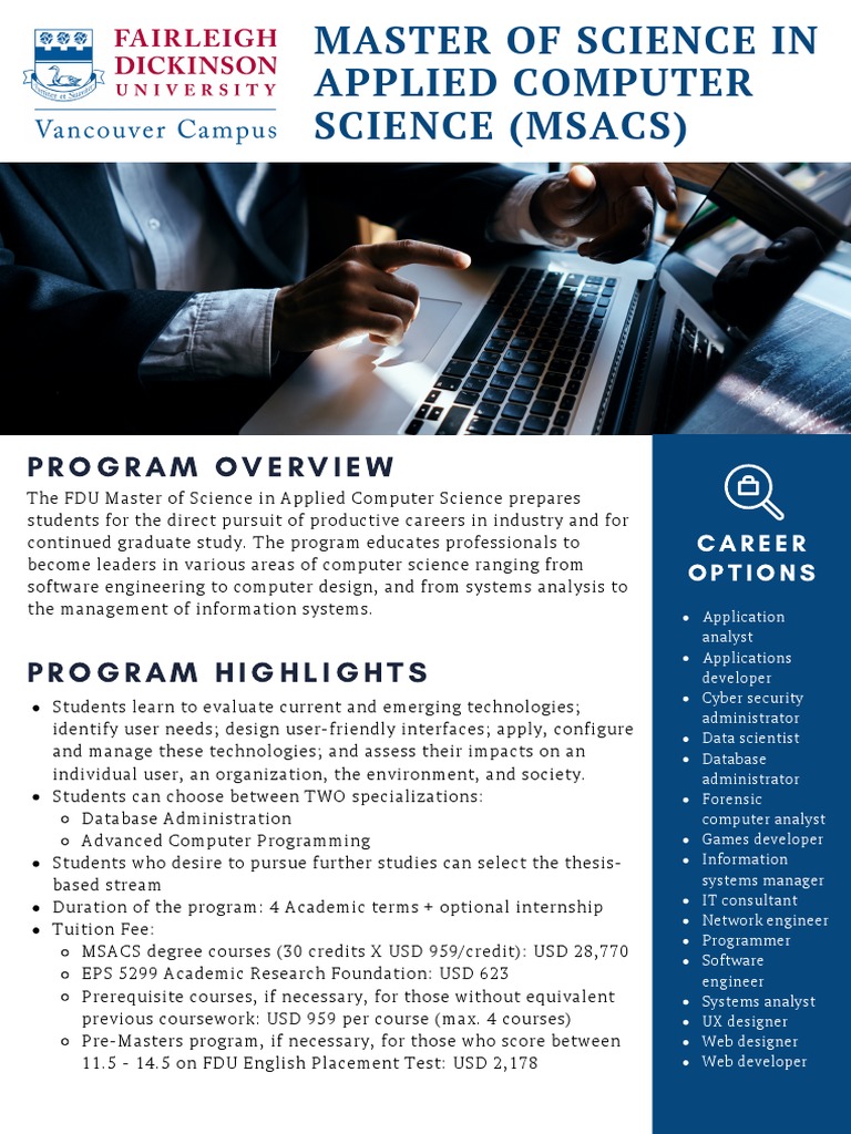 MS Applied Computer Science Flyer | Download Free PDF | Computer Science | Graduate Record ...