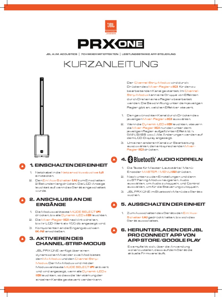 PRX - ONE - Kurzanleitung | PDF