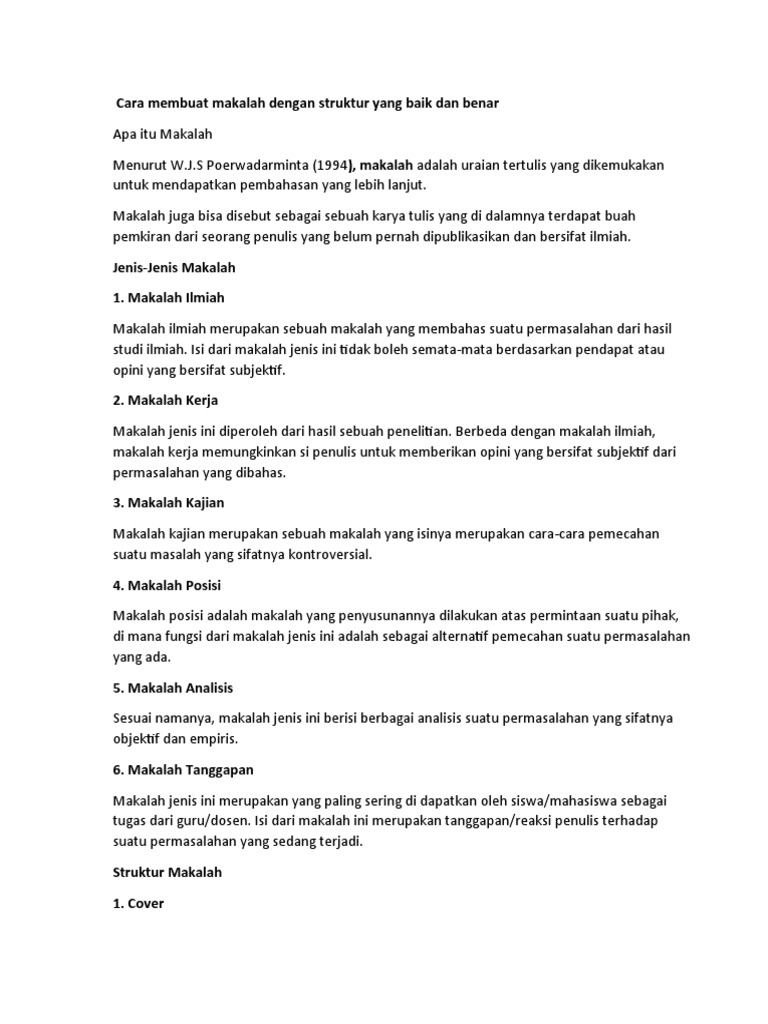 Cara Membuat Makalah Dengan Struktur Yang Baik Dan Benar Pdf