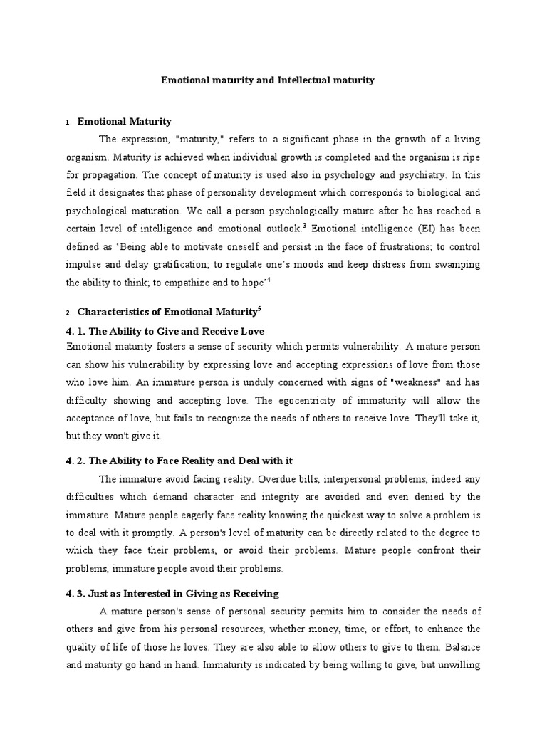 Understanding Emotional Maturity | PDF | Thought | Reason