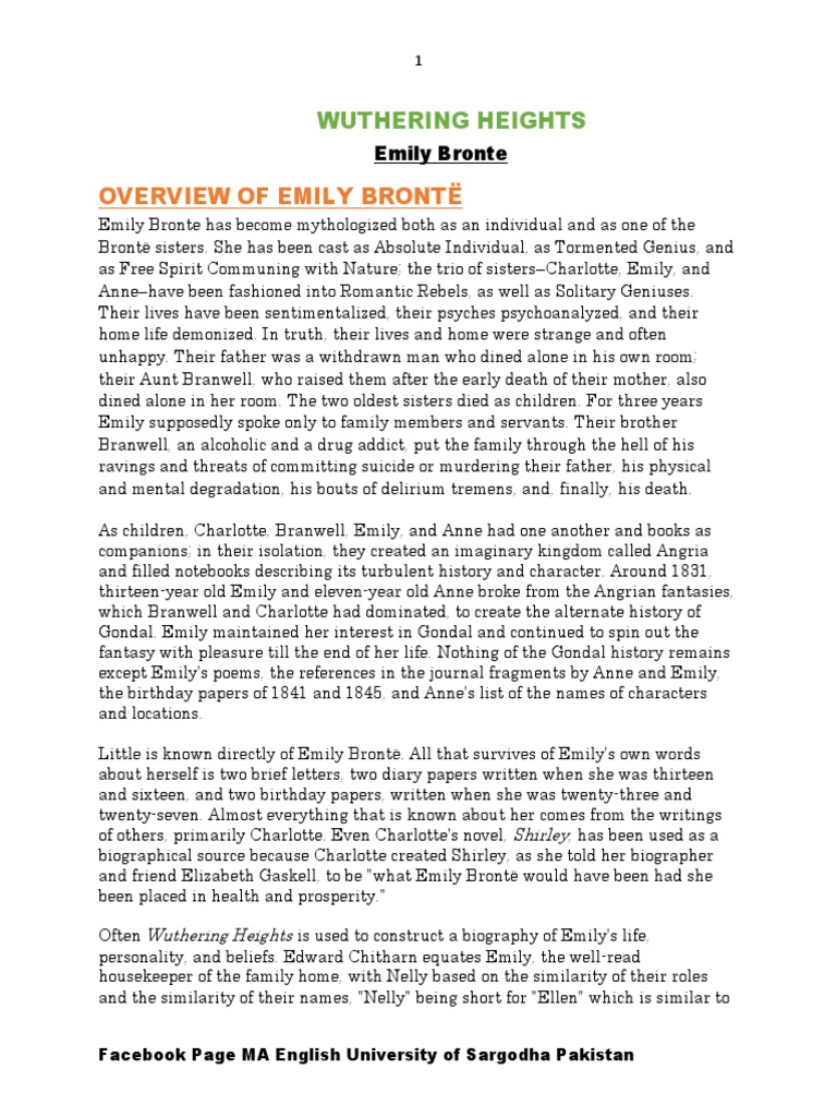 Overview of Emily Brontë: Wuthering Heights | PDF | Heathcliff ...