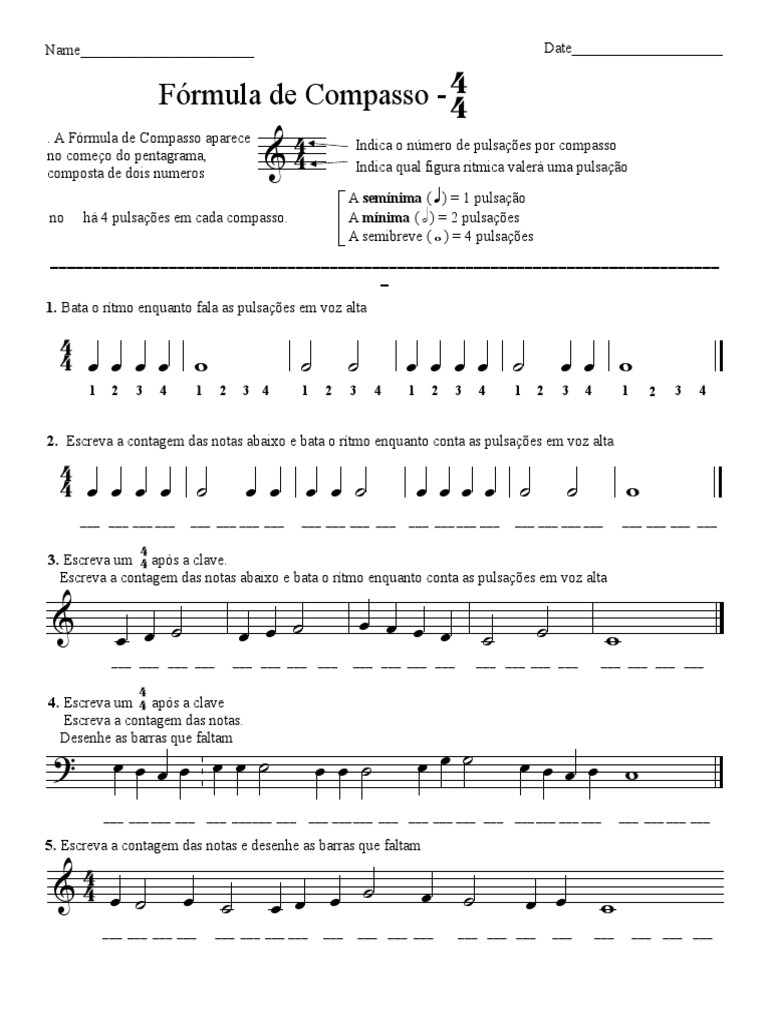 Formula de Compasso 44 | PDF | Elementos da música | Som