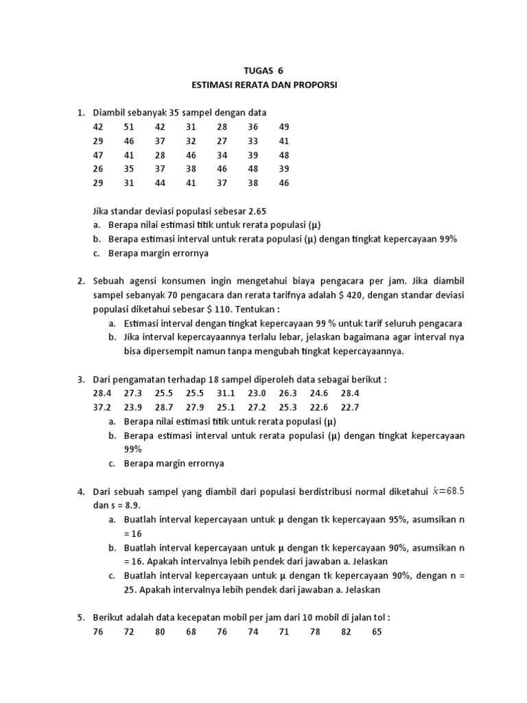 Estimasi Rerata dan Proporsi Populasi | PDF