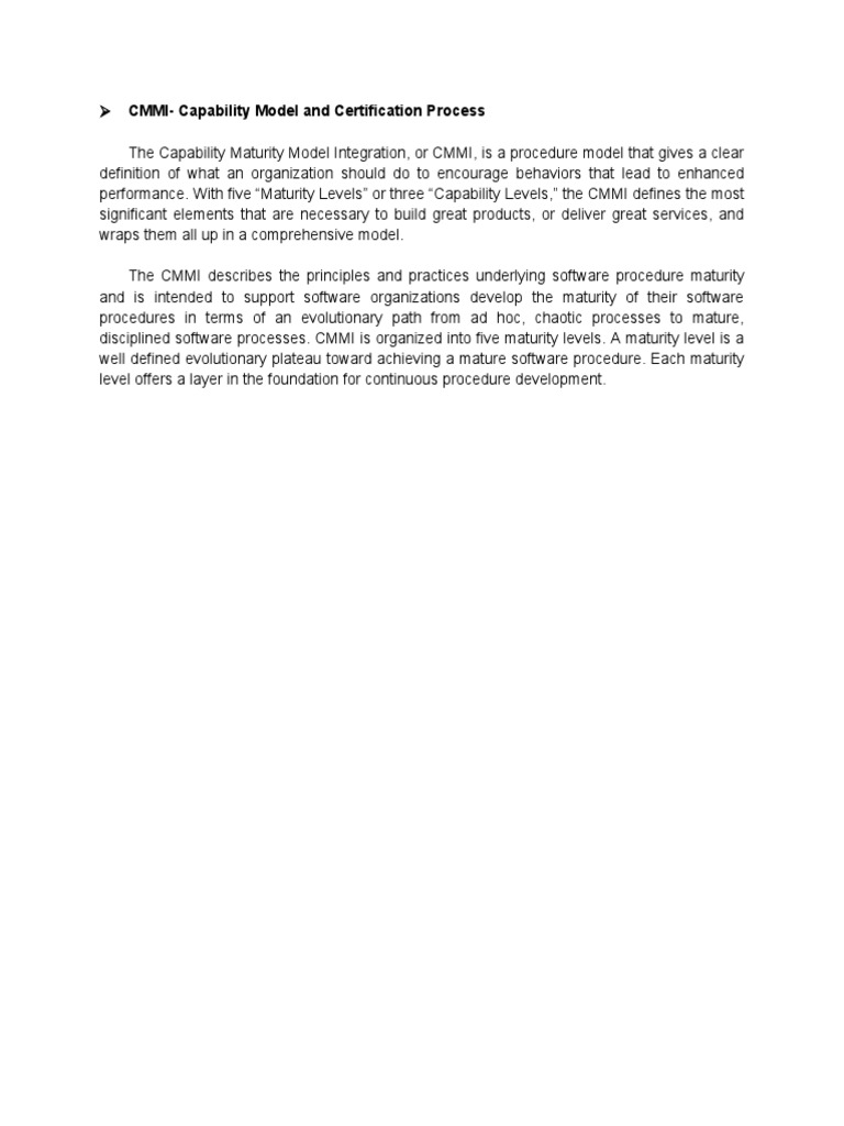 CMMI Capability Model and Certification Process | PDF