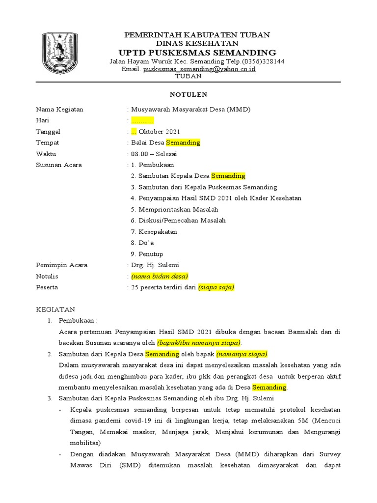 Notulen (MMD 2021) | PDF | Karier & Perkembangan
