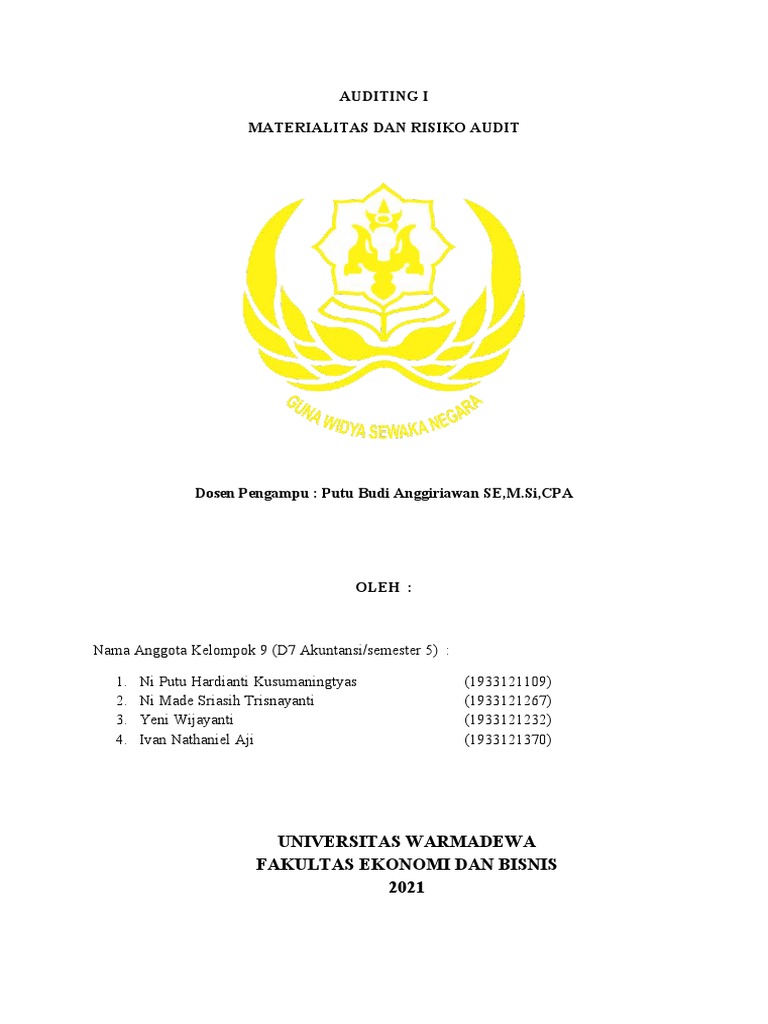 Materialitas dan Risiko Audit dalam Akuntansi | PDF | Pengelolaan ...