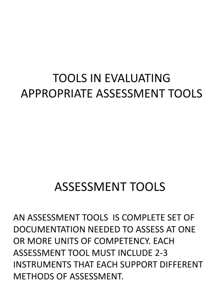 Tools in Evaluating Appropriate Assessment Tools | PDF | Business ...