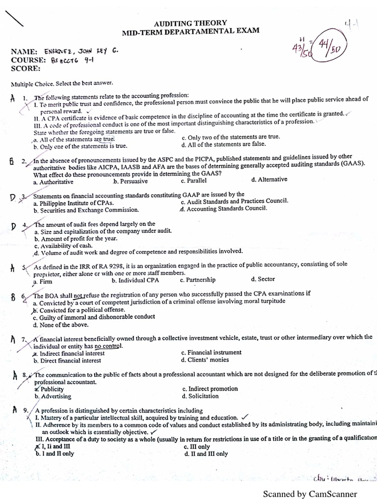 Prof. Alamo Aud Theo MIDTERM EXAM | PDF