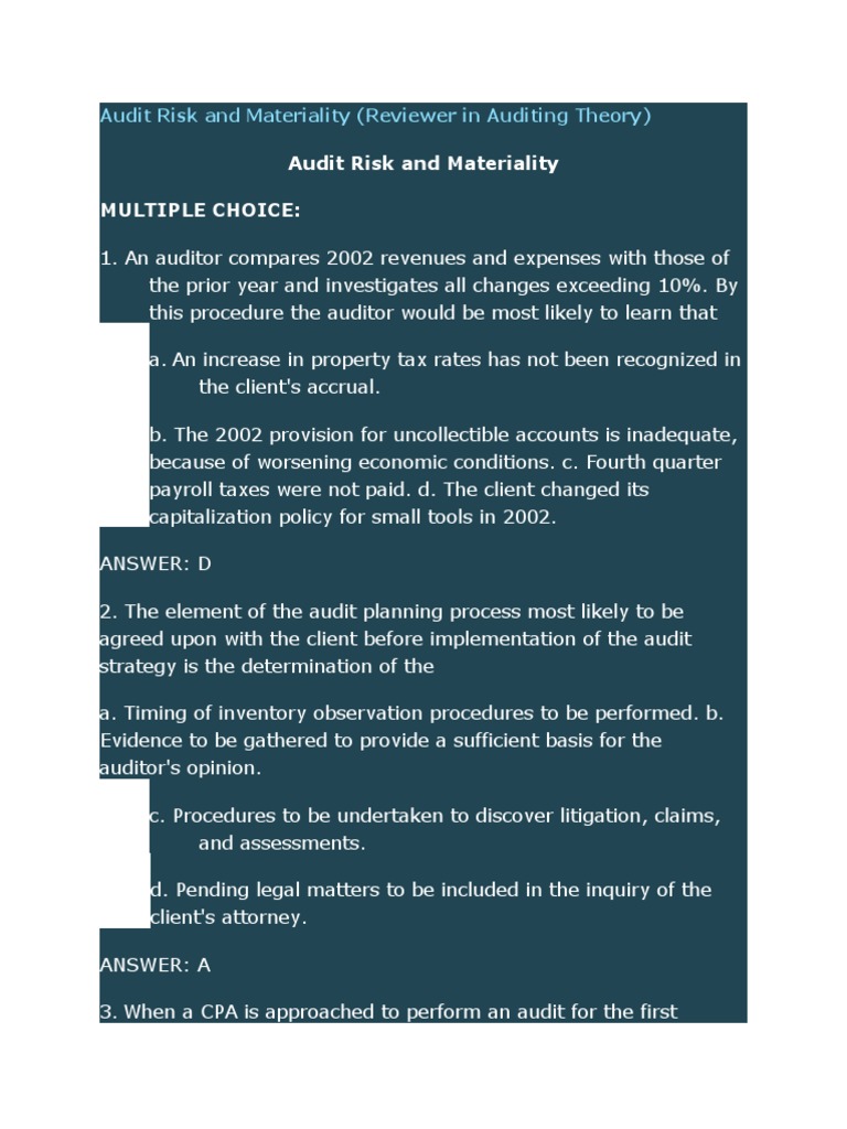 Audit Risk and Materiality | PDF | Audit | Internal Control