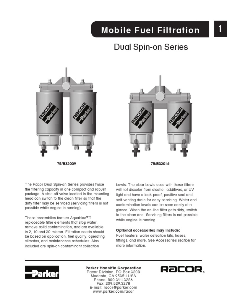 Mobile Dual Spin-On Series | PDF | Filtration | Manufactured Goods