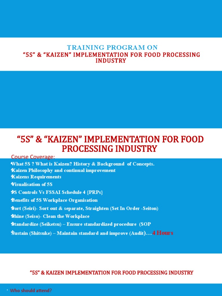 5S - Kaizen Implementation For Food Processing Industry | PDF