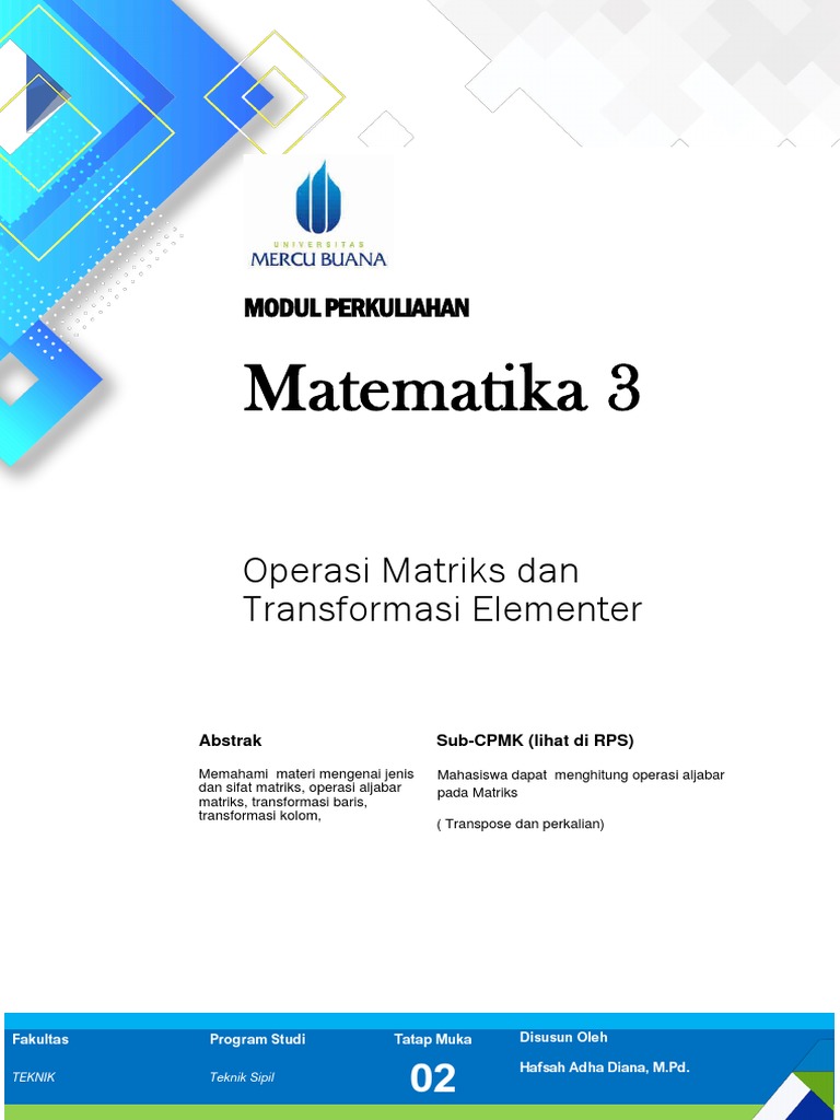 Transformasi Elementer pada Matriks | PDF