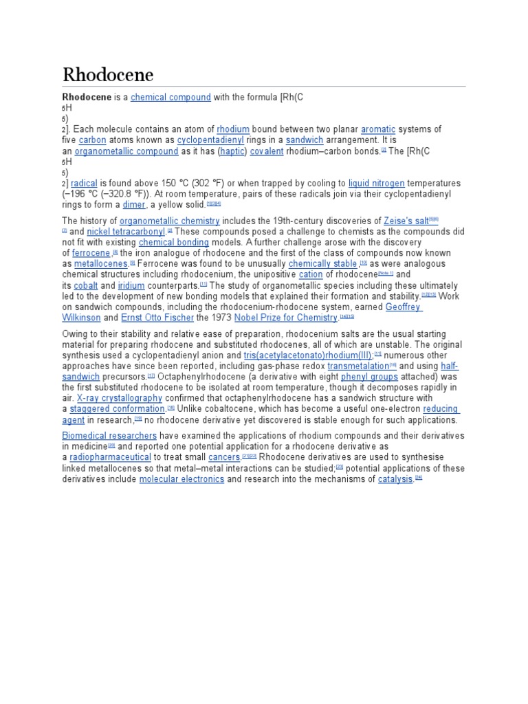 Rhodocene | PDF | Chemistry | Molecules