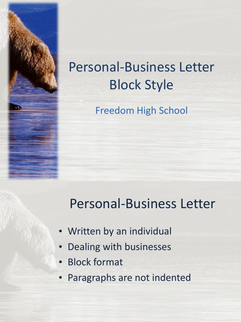Personal-Business Letter Block Style: Freedom High School | PDF