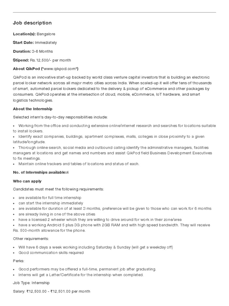 Business Development Analyst - Intern, Bengaluru, Karnataka - Job ...