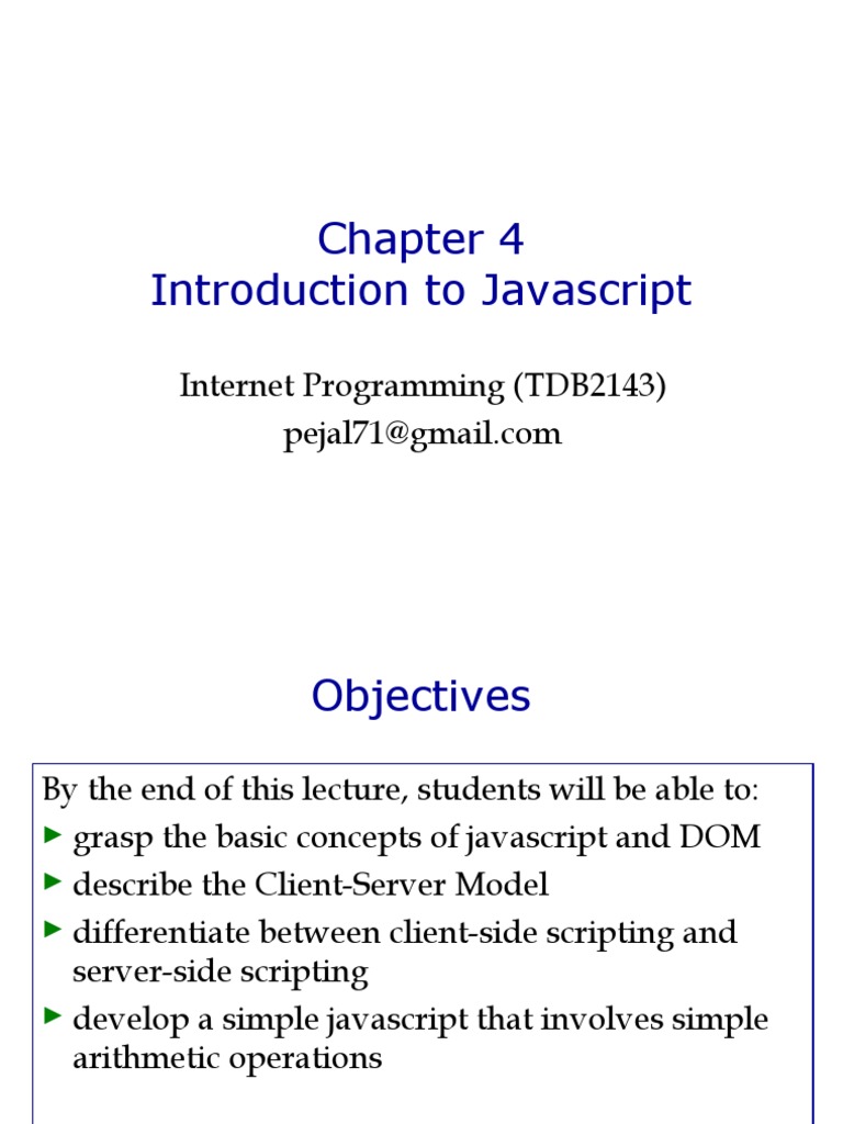 Introduction To Javascript: Internet Programming (TDB2143) | Download ...