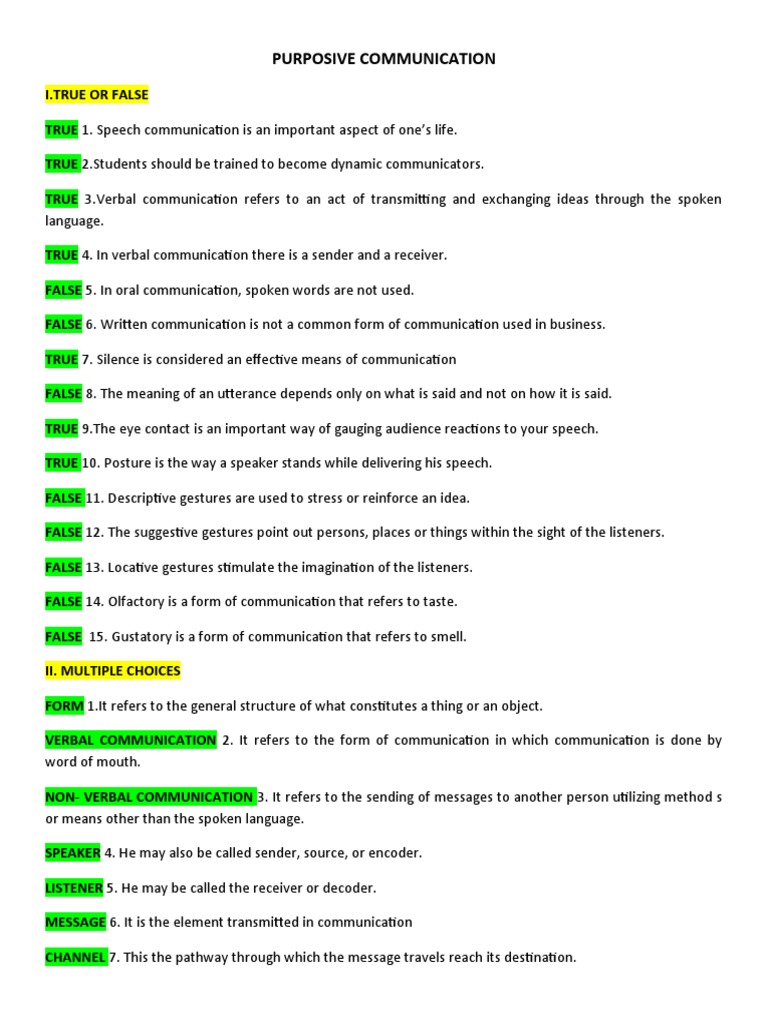 Purposive Communication Reviewer | PDF | Communication | Nonverbal Communication