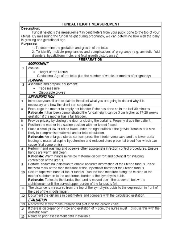 Fundal Height Measurement | PDF | Uterus | Fetus