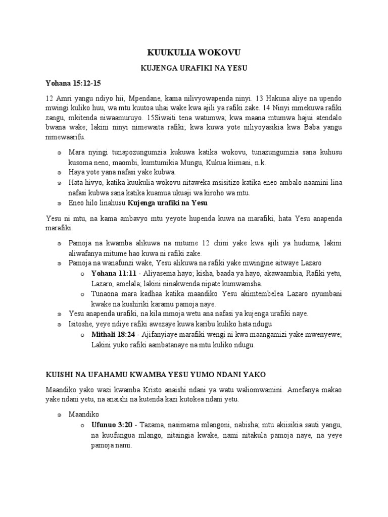 Kujenga Urafiki Na Yesu - 1 | PDF