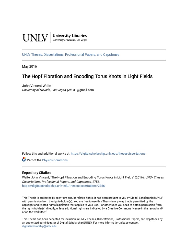 The Hopf Fibration And Encoding Torus Knots In Light Fields Pdf