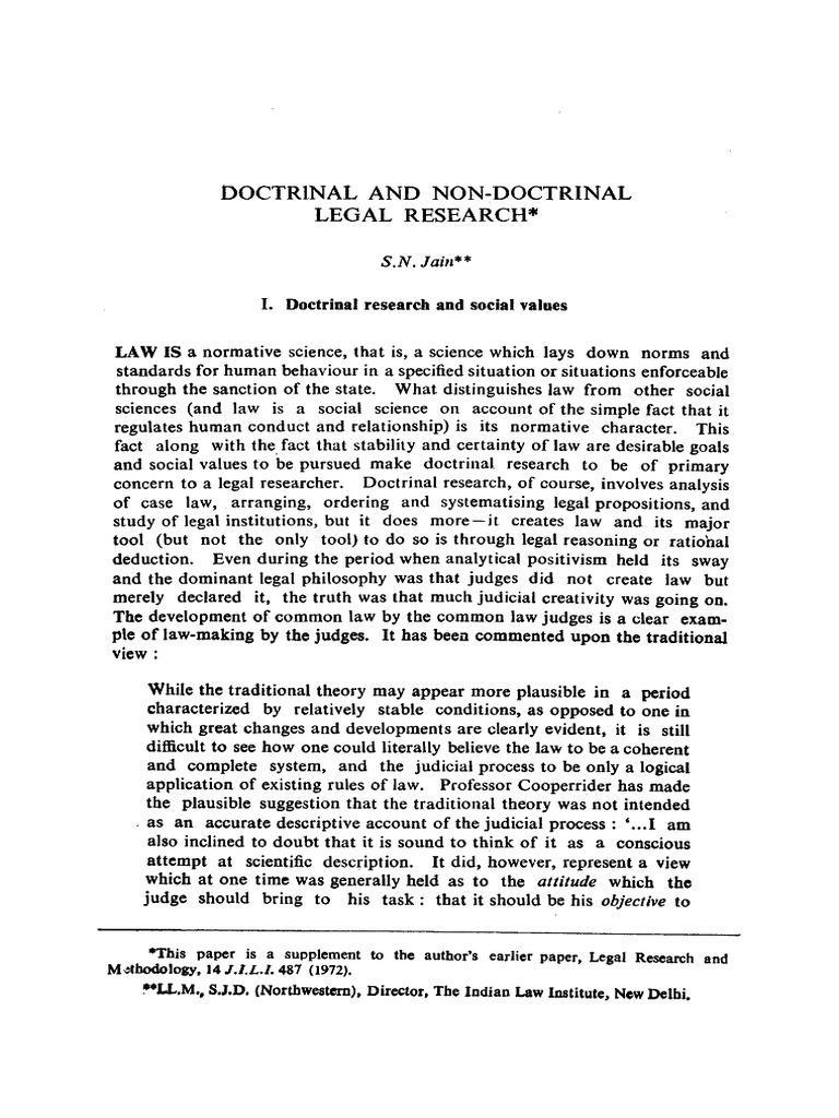Doctrinal and Non-Doctrinal Legal Research | PDF