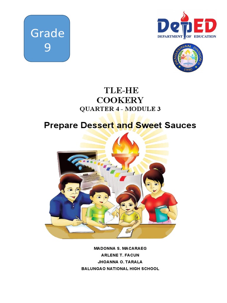 Grade 9: Tle-He Cookery Prepare Dessert and Sweet Sauces | PDF ...