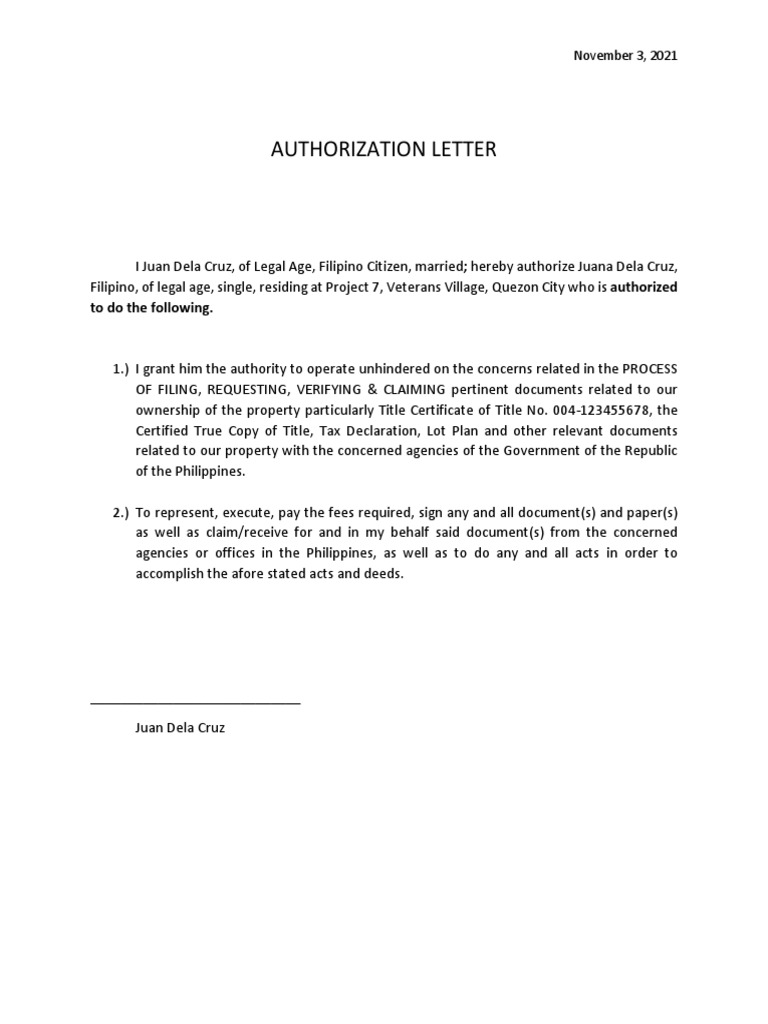 Document Authorization Letter | PDF