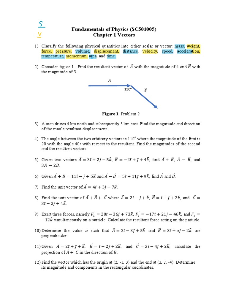Fundamentals of Physics (SC501005) Chapter 1 Vectors: Figure 1. Problem 2 | PDF | Euclidean ...