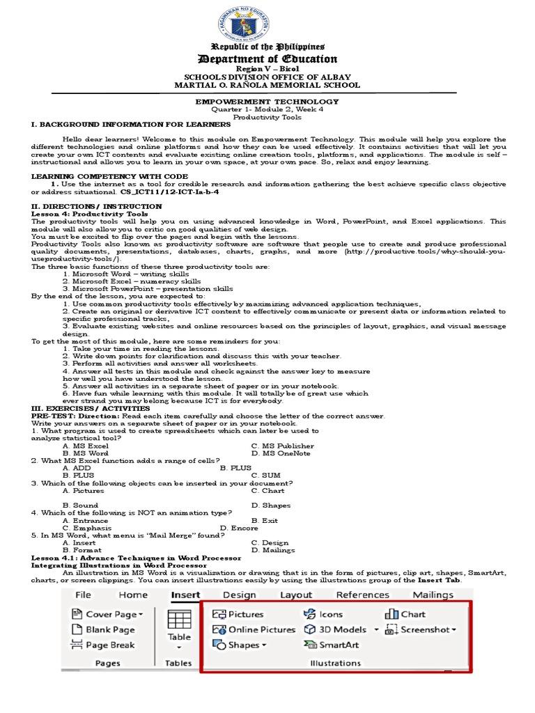 Las Week 4module 2 Emtech | PDF | Microsoft Excel | Spreadsheet
