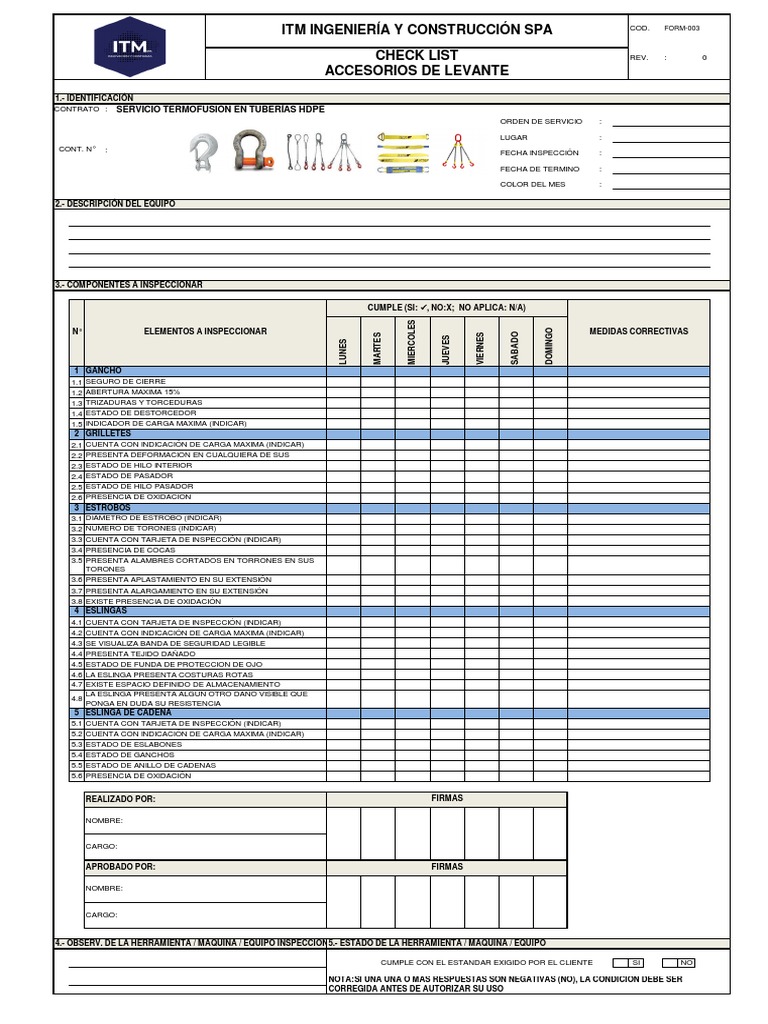 FORM-003 - Check List Art Levante | PDF