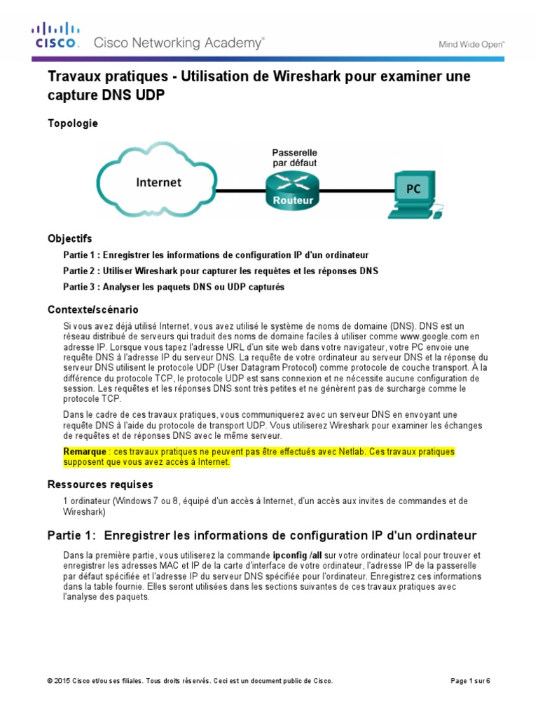 Lab 2 - Using Wireshark To Examine A UDP DNS Capture | PDF | Système de noms de domaines ...