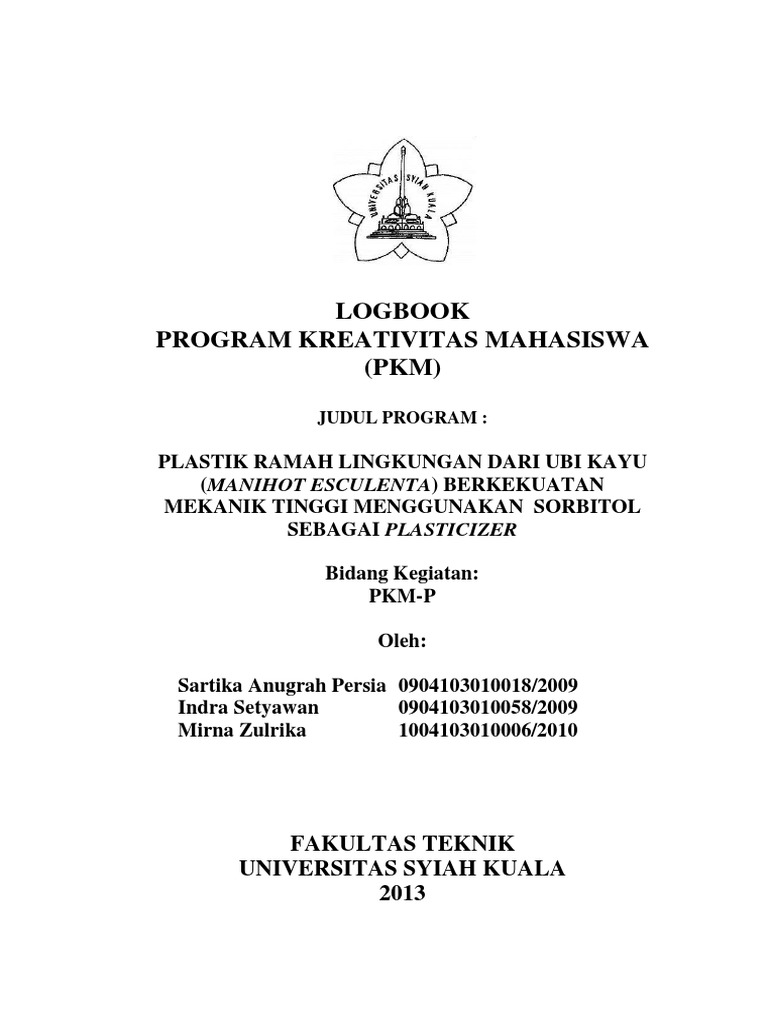 Logbook Program Kreativitas Mahasiswa PK | PDF