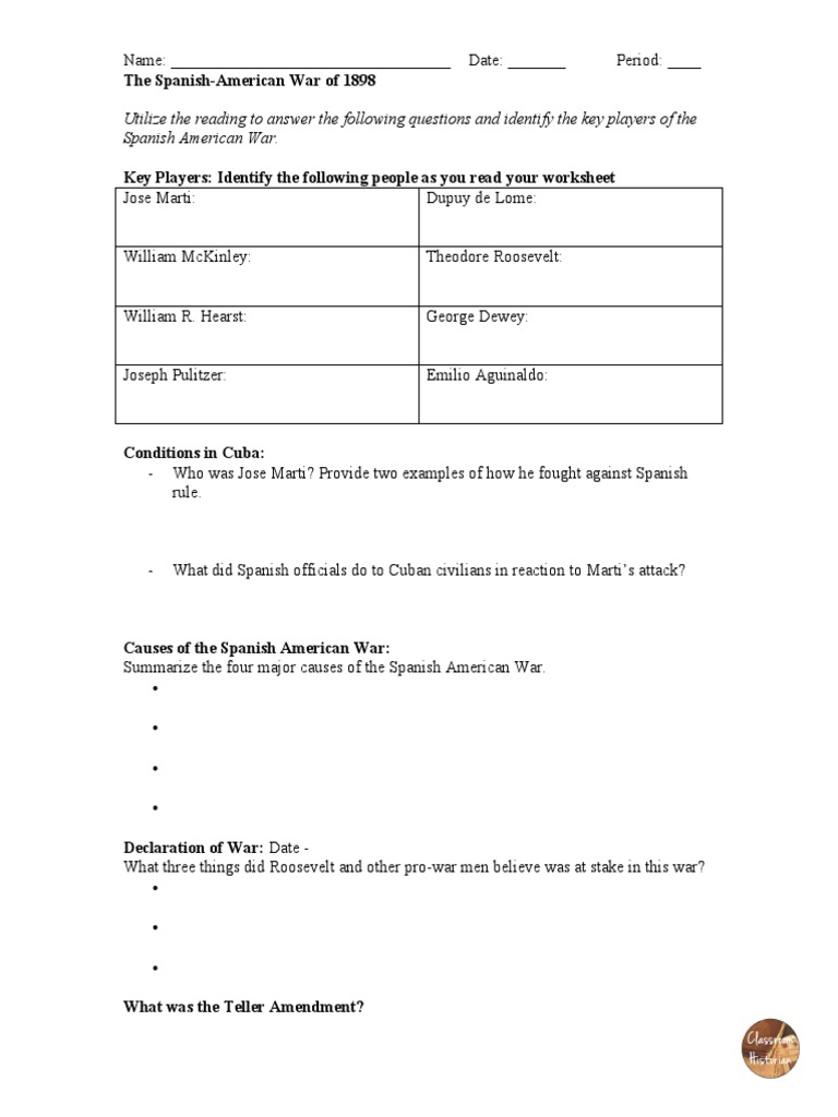 Spanish American War Questions | PDF | Politics | Travel