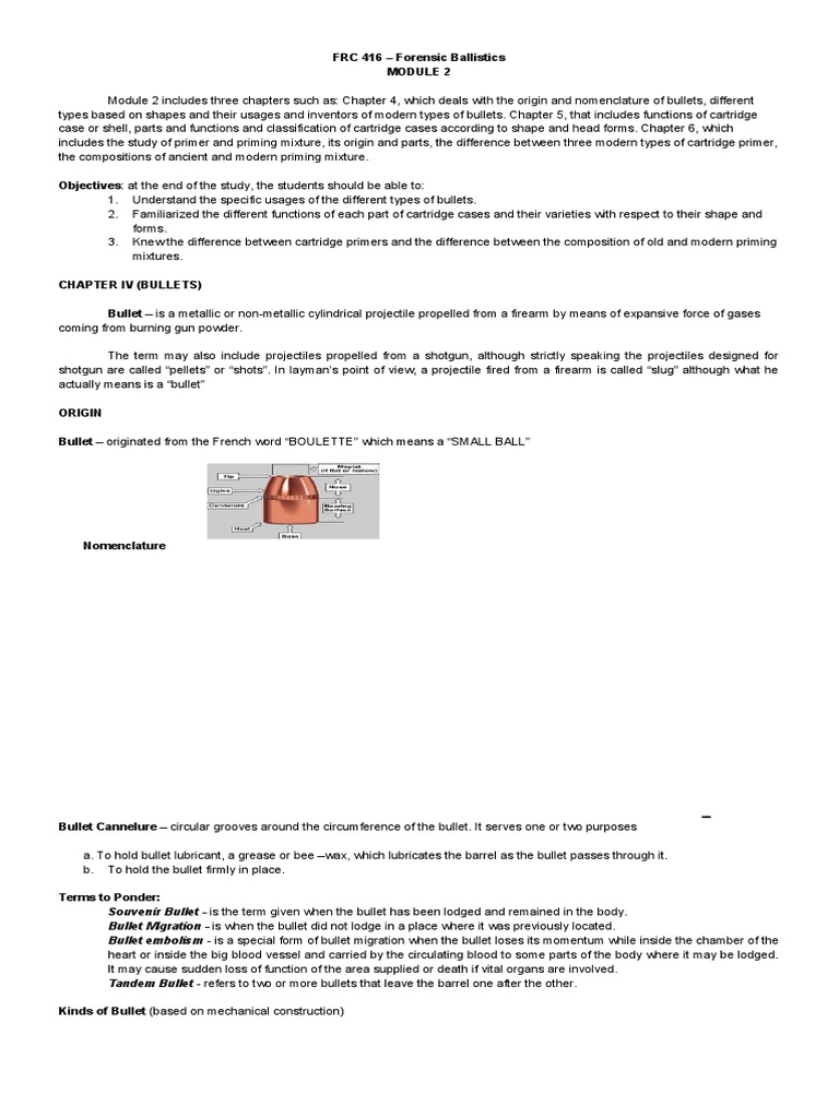 Forensic Ballistics: Bullet Types & Primer Functions | PDF | Bullet ...