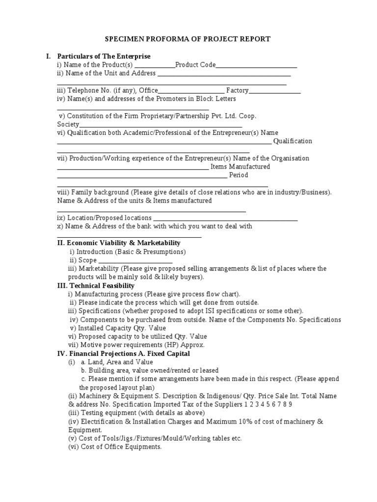 Project Report Proforma Template | PDF | Expense | Depreciation