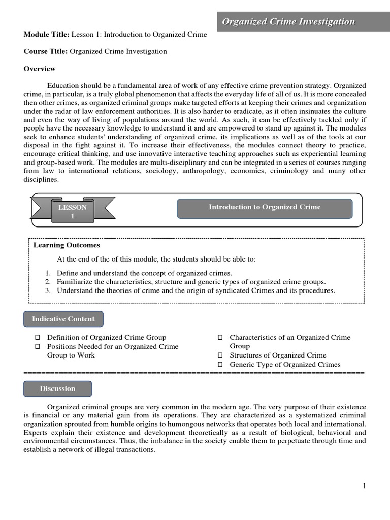 Organized Crime - Module 1 | PDF | Organized Crime | Deviance (Sociology)