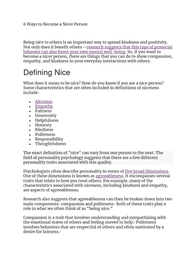 6 Ways To Become A Nicer Person | PDF | Compassion | Empathy