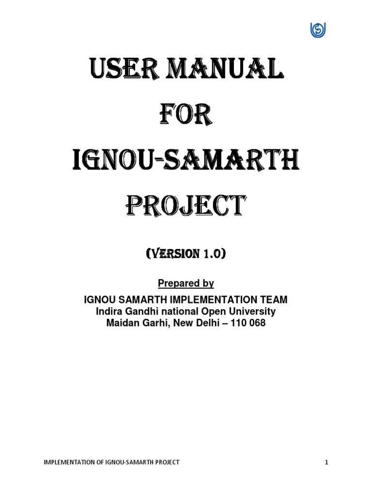 Ignou Samarth User Manual | PDF | Password | Login