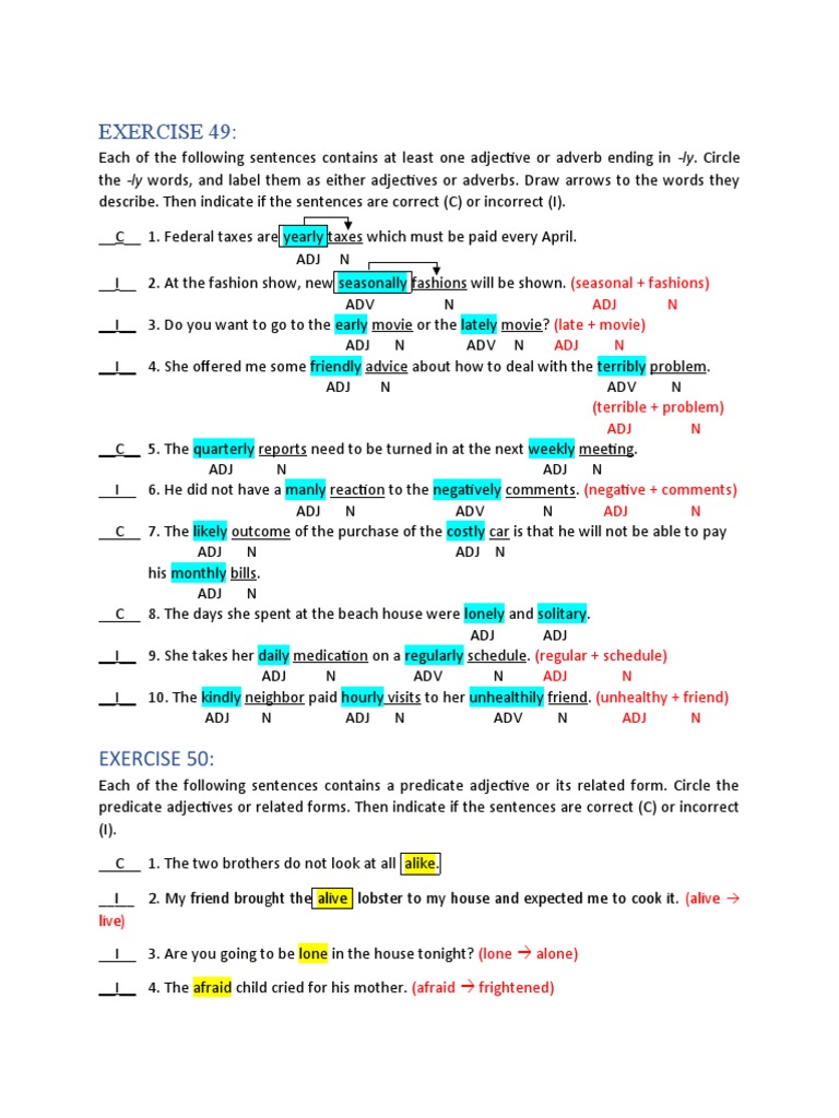 Key Answer Exercise 49-52 Lengkap | PDF | Linguistic Morphology | Syntax
