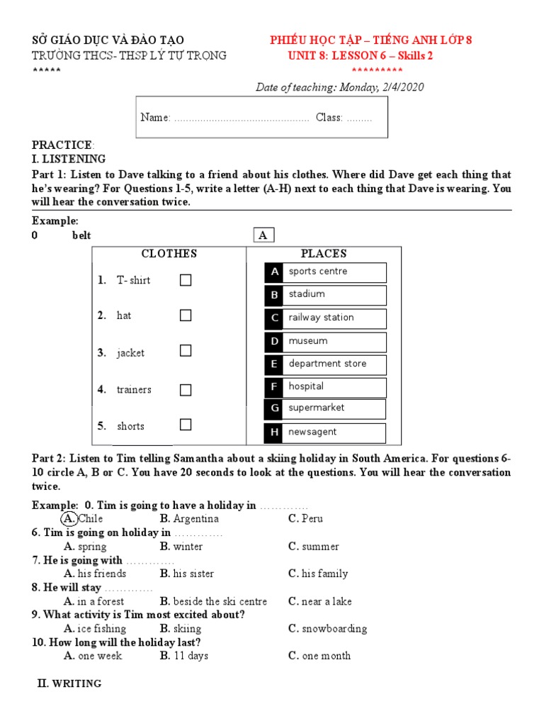 Trường Thcs-Thsp Lý Tự Trọng: Date of teaching: Monday, 2/4/2020 | PDF