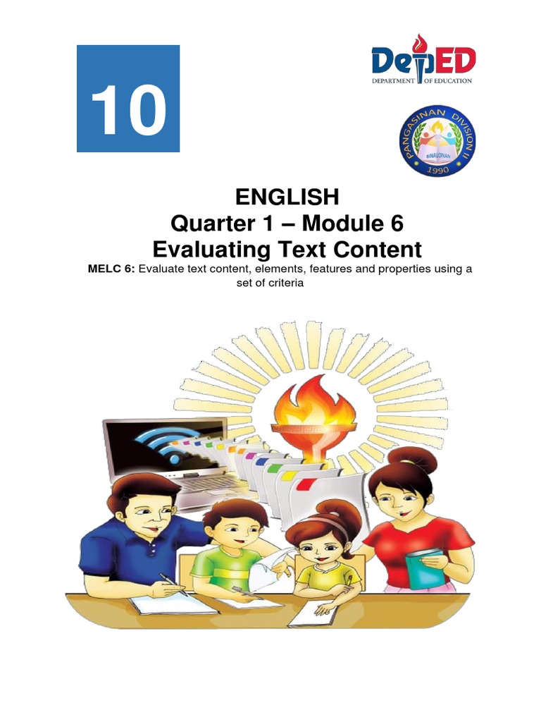 English Quarter 1 - Module 6 Evaluating Text Content | PDF | Narration