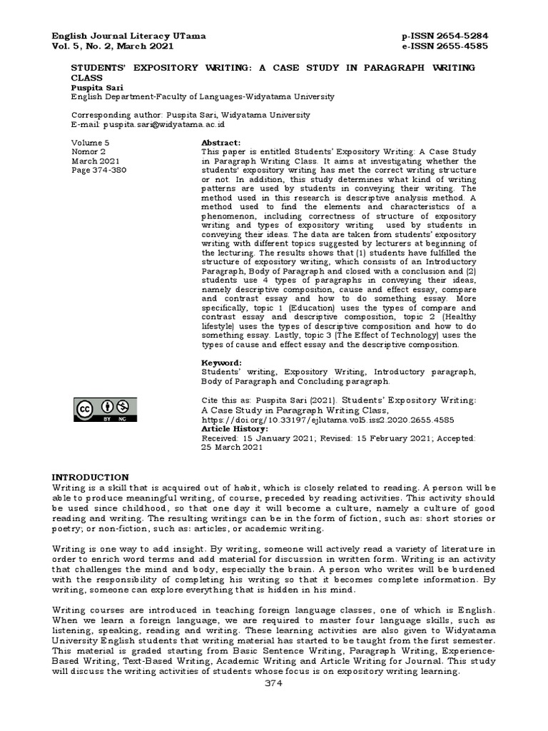 Expository Writing Case Study in Class | PDF | Essays | Writers