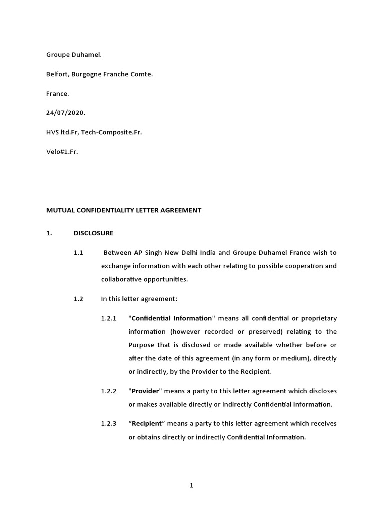 FINAL Standard NDA | PDF | Confidentiality | Breach Of Contract