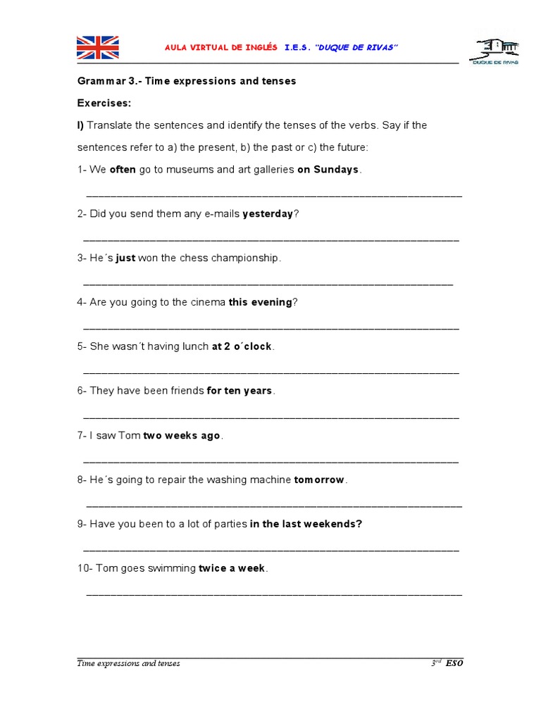 Unit6003 Past Time Expressions Grammar And Worksheet English Grammar