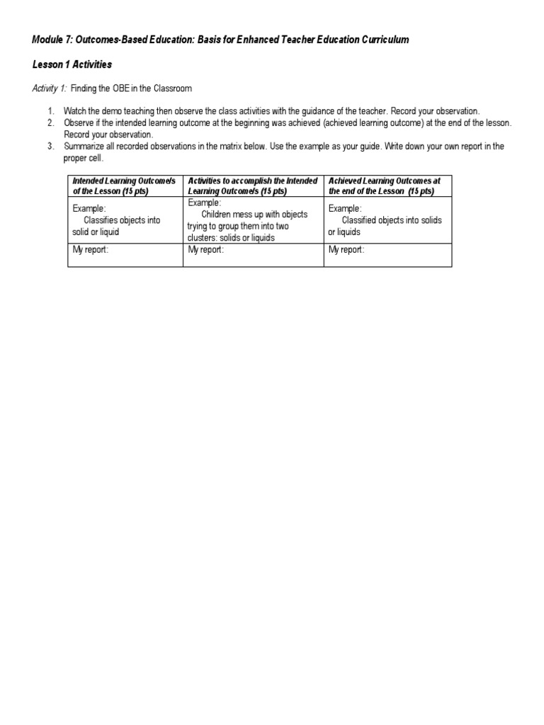Module 7-Lesson 1-Activities | PDF