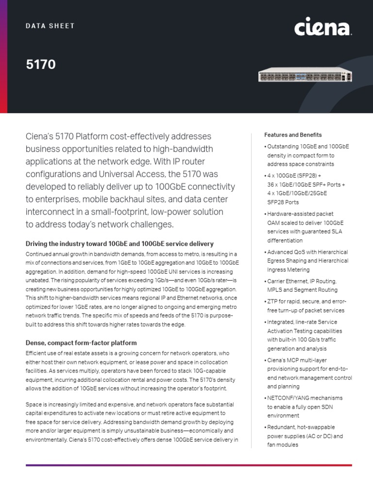 DWDM - CIENA - NAT - 5170 - Platform | PDF | Networking | Multiprotocol ...