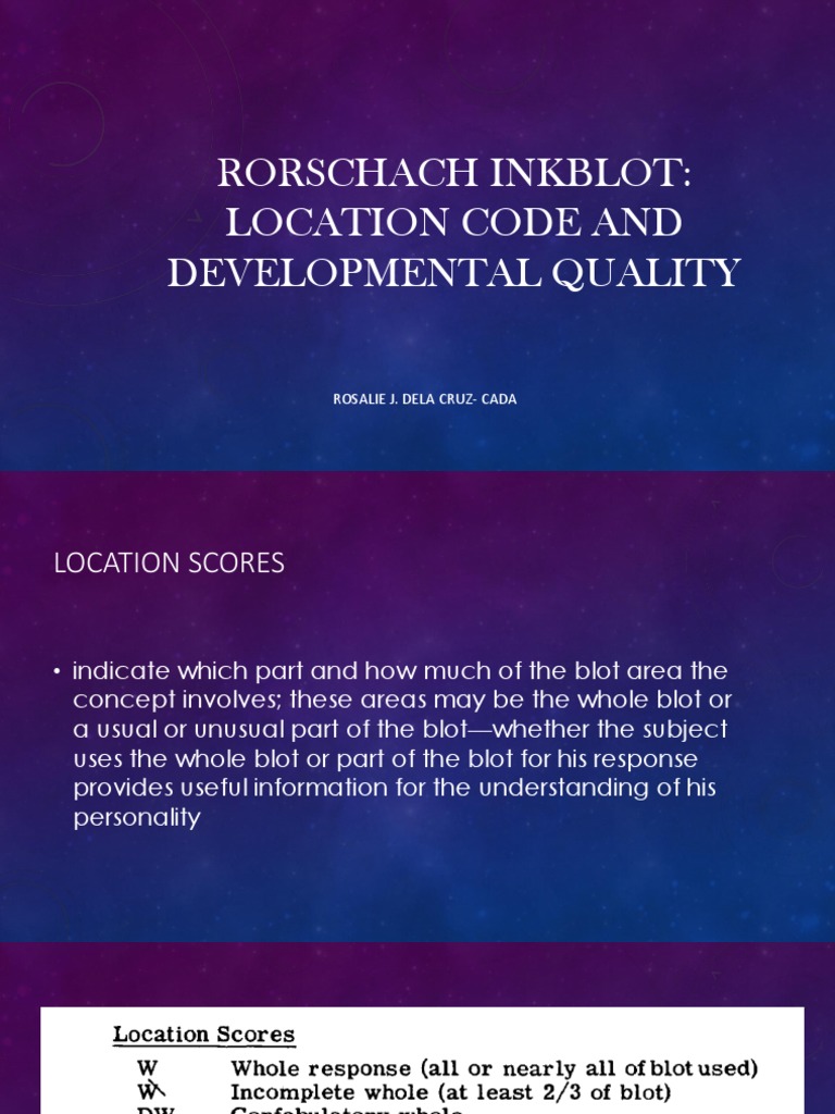 Understanding Location Scores in Rorschach Inkblot Testing | PDF ...
